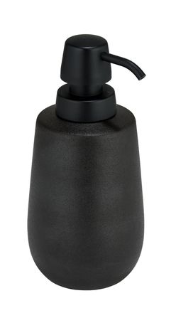 WENKO Keramik Seifenspender Mod. Nerno f&uuml;r Fl&uuml;ssigseife oder Desinfektionsmittel in edlem Schwarz mit Kunststoff Pumpkopf Ma&szlig;e 8 x 18,5 x 8 cm