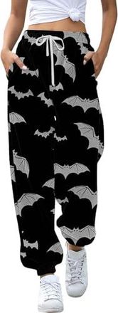 Generic Pantalon d&eacute;contract&eacute; avec poche imprim&eacute;e pour femme, Noir, XXL