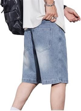 Generic Short rétro en jean ample pour homme - Stretch doux et droit - Streetwear, bleu, M