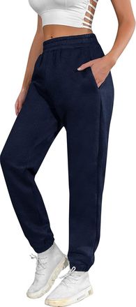 Heekpek Jogginghose Damen Baumwolle W&auml;rme Sporthose Damen Lang Sweatpants L&auml;ssige Lose Dick Freizeithose Damen Warme Hose f&uuml;r Winter, Navy Blau, XL