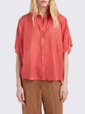 Momoni Chemise &agrave; manches courtes en soie avec col fran&ccedil;ais et coupe d&eacute;contract&eacute;e