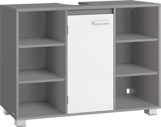 Vasagle Waschbeckenunterschrank, Unterschrank, Badezimmerschrank, Badschrank mit verstellbaren Ablagen, 30 x 90 x 60 cm, mit F&uuml;&szlig;en, Taubengrau-wolkenwei&szlig; BBK5