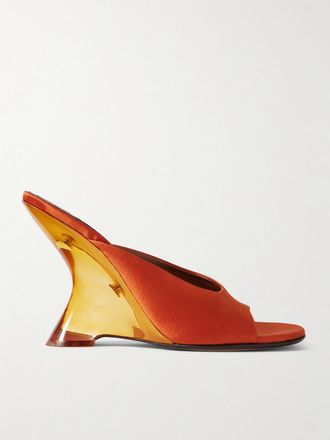 Dries Van Noten Mules Compens&eacute;es En Satin - Orange
