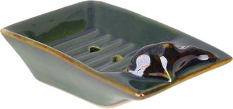 Guru Shop Exotische Keramik Seifenschale - Delfin/grün, 3x12x7 cm