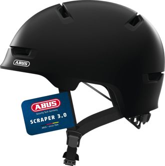ABUS Stadthelm Scraper 3.0 - Robuster Hartschalen Fahrradhelm für den Stadtverkehr - Unisex - Schwarz (velvet black), Größe L (57-61 cm)