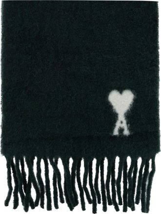 Ami Alpaka-Schal mit Ami De Coeur - - Accessories - unisex - Schwarzk - ONE SIZE