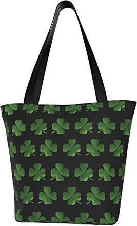 AOOEDM Saint PatrickS Day Clover sac fourre-tout r&eacute;utilisable femmes sac &agrave; main d&eacute;contract&eacute; sacs &agrave; bandouli&egrave;re pour faire les courses &eacute;picerie voyage en plei