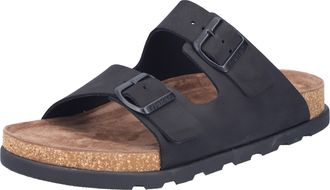Rieker Pantolette RIEKER, Damen, Gr. 40, schwarz, Nubukleder, unifarben, Schuhe Pantolette, Sommerschuh, Strandschuh, Hausschuh mit bequemem Fu&szlig;bett, Topsell