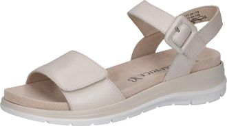 Caprice Damen Sandalen flach aus Leder mit Klettverschluss, Beige (Pearl Nappa), 39 EU