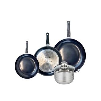 Fackelmann ELO 9740550 Batterie de cuisine 4 pi&egrave;ces, Ensemble de 3 Po&ecirc;les de cuisson 20, 24 et 28 cm et 1 faitout 16 cm Elo Prima Brillant, inox, induction
