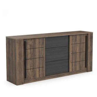 Demeyere Sideboard, Dunkles Holz und Schwarz, 200 x 90 x 45 cm