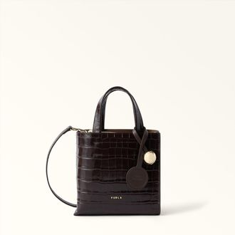 Furla Divide It Tote-bag Mini Cioccolato Braun Kalbsleder Mit Cocco-print Damen