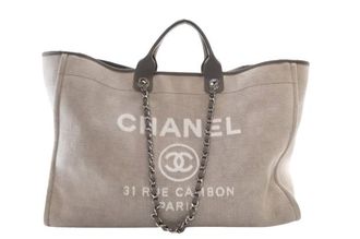 Chanel Grey XL Canvas Deauville Tote Bag