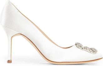 Manolo Blahnik Hangisi Satin Jewel Buckle Pumps