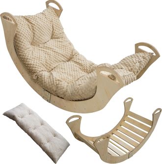 Skyline Furniture Kletterbogen f&uuml;r Kinder - Indoor Bogenwippe aus Holz Handgemachte Holzwippe zum Klettern Bogen nach Pikler Kletterdreieck & Montessori Wippe Skyline K