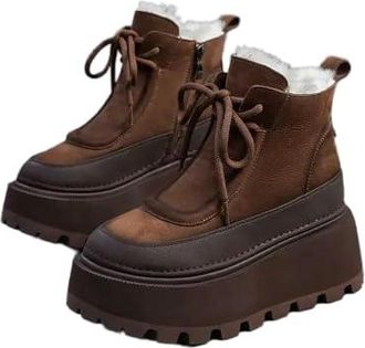 Generic QXDZSW Bottines compens&eacute;es pour femme 6,5 cm, caf&eacute;, 41 EU