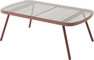 Vente-Unique Table Basse de Jardin en r&eacute;sine tress&eacute;e - Terracotta - LOUSINI de MYLIA