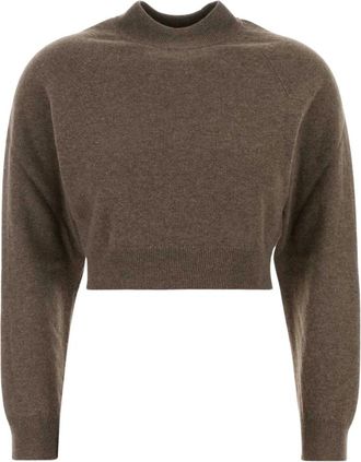 Jil Sander Femme, Pulls, Brun, Taille: 42 FR Pull Court en Laine M&eacute;lang&eacute;e