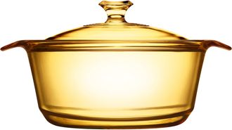 Visions Visions pyroceram Flair Kochtopf mit Glas, braun, 25,5 x 19,7 x 10 cm