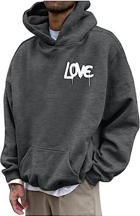 Generic Pull à capuche oversize pour homme - Sweat à capuche en polaire - Style décontracté - Fitness - Entraînement basique, gris, XXL