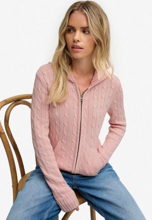 Superdry Kapuzenstrickjacke COTTON CABLE HOODIE Baumwolle
