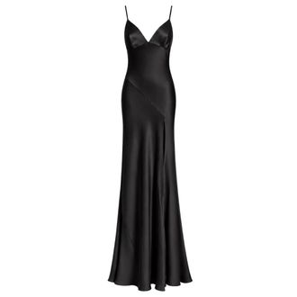 Alberta Ferretti Satin Maxikleid - - Dresses - Damen - Schwarzk - M