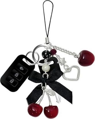 Generic Breloque cerise pour sac &agrave; main, pendentif en acrylique, porte-cl&eacute;s portable - pour femmes, filles, hommes, famille, amis, coll&egrave;gues, f&ecirc;te, sac &agrave; dos,