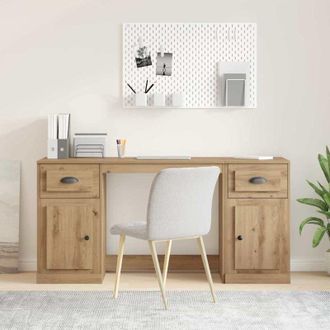 vidaXL Vidaxl - Bureau droit avec armoire en bois ding&eacute;nierie 154,5 x 50 x 75 cm - Design mural moderne - Tiroirs int&eacute;gr&eacute;s pour rangement s&eacute;curis&eacute;