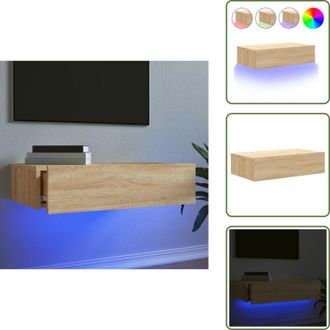 vidaXL Vidaxl - Meuble tv avec &eacute;clairage led ch&ecirc;ne sonoma 60x35x15,5 cm - Meuble Tv - Meuble T&eacute;l&eacute;viseur - T&eacute;l&eacute;vision - &Eacute;tag&egrave;re Murale - &Eacute;clairage Led