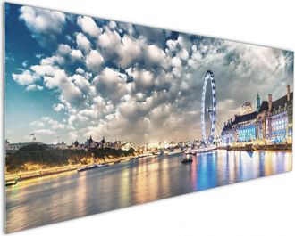 Wallario K&uuml;chenr&uuml;ckwand aus Glas 125 x 50 cm, Motiv: N&auml;chtliches Lichterspiel | Spritzschutz abwischbar & pflegeleicht