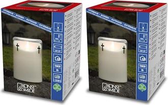 Konstsmide LED Gedenklicht/Grablicht, mit 8h Timer, 1 flackernde warm wei&szlig;e Diode, batteriebetrieben, Au&szlig;en (IP44), Batterie: 2x D 1.5V (exkl.) - 1868-170 (Packu