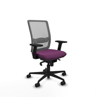 Piqueras y Crespo Haches Computer-Schreibtischstuhl mit 2D-Armlehnen, h&ouml;henverstellbare Lendenwirbelst&uuml;tze, mit 5 Positionen und injiziertem Schaumstoff, Grau/Violett