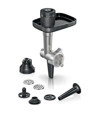 Bosch MUZS6HA Accessoire pour robot de cuisine, hachoir &agrave; viande, disque perfor&eacute; 8 mm, disque perfor&eacute; 3 mm, embout de remplissage de saucisses, embout kebbe