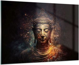 Arttor Bilder auf Glas 100x70cm Glasbild Buddha Meditation Religion Gro&szlig; Wanddeko Bild im Glas Schlafzimmer K&uuml;che Deko Wandbilder Dekoration Wohnzimmer Moder