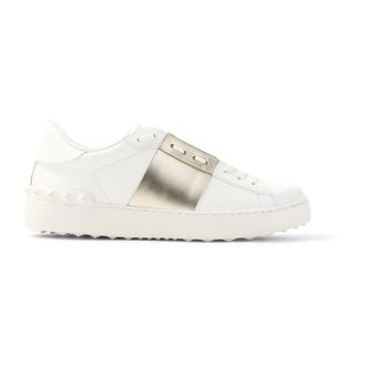 Valentino Garavani Femme, Chaussures, Blanc, Taille: 36 EU Open Baskets avec Bande M&eacute;tallique