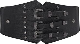 Generic Ceinture &eacute;lastique polyvalente pour femme avec boucle de ceinture moderne, Noir, taille unique