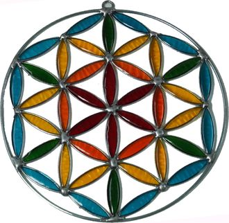 Guru Shop Sonnenf&auml;nger, Suncatcher - Blume des Lebens Bunt, 12x12x1 cm