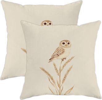 Generic Fall-Eulenvogel Kissenh&uuml;lle Quadratische Kissenbezug Weich Dekokissenbezug F&uuml;r Schlafzimmer Heimdekoration Hotel 45X45Cm 2Er Set