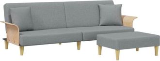 vidaXL Schlafsofa 2-Sitzer mit Kissen und Fußhocker Hellgrau Samt Vidaxl 415932