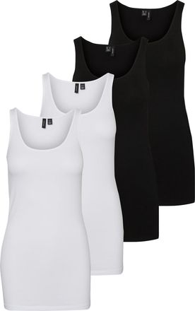 Vero Moda Damen VMMAXI My Soft Long Tank TOP GA 4er, Black/Black/Bright White/BRIGH, XXL
