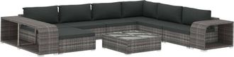 vidaXL Vidaxl - Salon de jardin 10 pcs avec coussins R&eacute;sine tress&eacute;e Gris