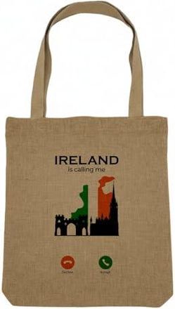 Fabulous Sac Shopping Tote Bag Aspect Lin - Ireland Is Calling Me Flag Castle History - Sac de Courses Toile Epaisse 360g Beige Naturel Cabas Port&eacute; Epaule Soli