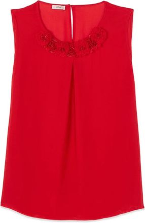 Oltre Femme, Tops, Rouge, Taille: 46 FR Top en soie/viscose avec ornements
