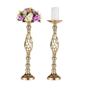 Nuptio Vase Or pour Centre de Table: 2 Pi&egrave;ces de 59cm de Haut Vases en Metal Fleur Support Bougeoir pour Mariage F&ecirc;te danniversaire Decoration