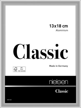 Nielsen Design Bilderrahmen, 13 x 18 cm, Aluminium, Silber glanz, Fotorahmen zum Auftstellen und Aufhängen im Hoch- & Querformat, Echtglas, Classic