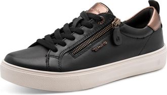 Tamaris Comfort Damen Sneaker flach mit Rei&szlig;verschluss Freizeit, Mehrfarbig (White/Beige), 40 EU