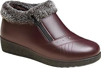 Generic Bottes de neige pour femme avec fermeture &eacute;clair - Confortables - Doubl&eacute;es en fourrure - Chaussures &agrave; enfiler - Chaudes et antid&eacute;rapantes, Rouge, 39.5