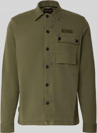 PME Legend Regular Fit Hemdjacke mit Kentkragen und Label-Stitching