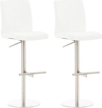 Clp Lot de 2 tabourets de bar Cadiz en similicuir Acier inoxydable Blanc