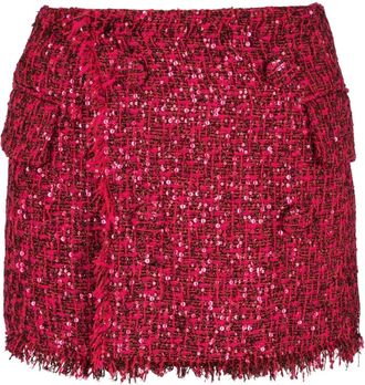 Balmain Femme, Shorts, Rose, Taille: 36 FR Short court en tweed &agrave; sequins